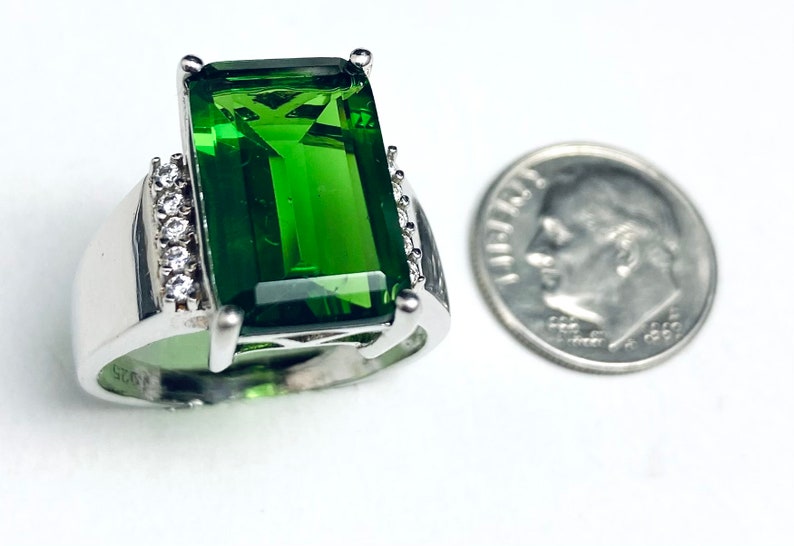R6418 7.0ct. Forest Green Helenite Emerald-cut Sterling Silver | Etsy
