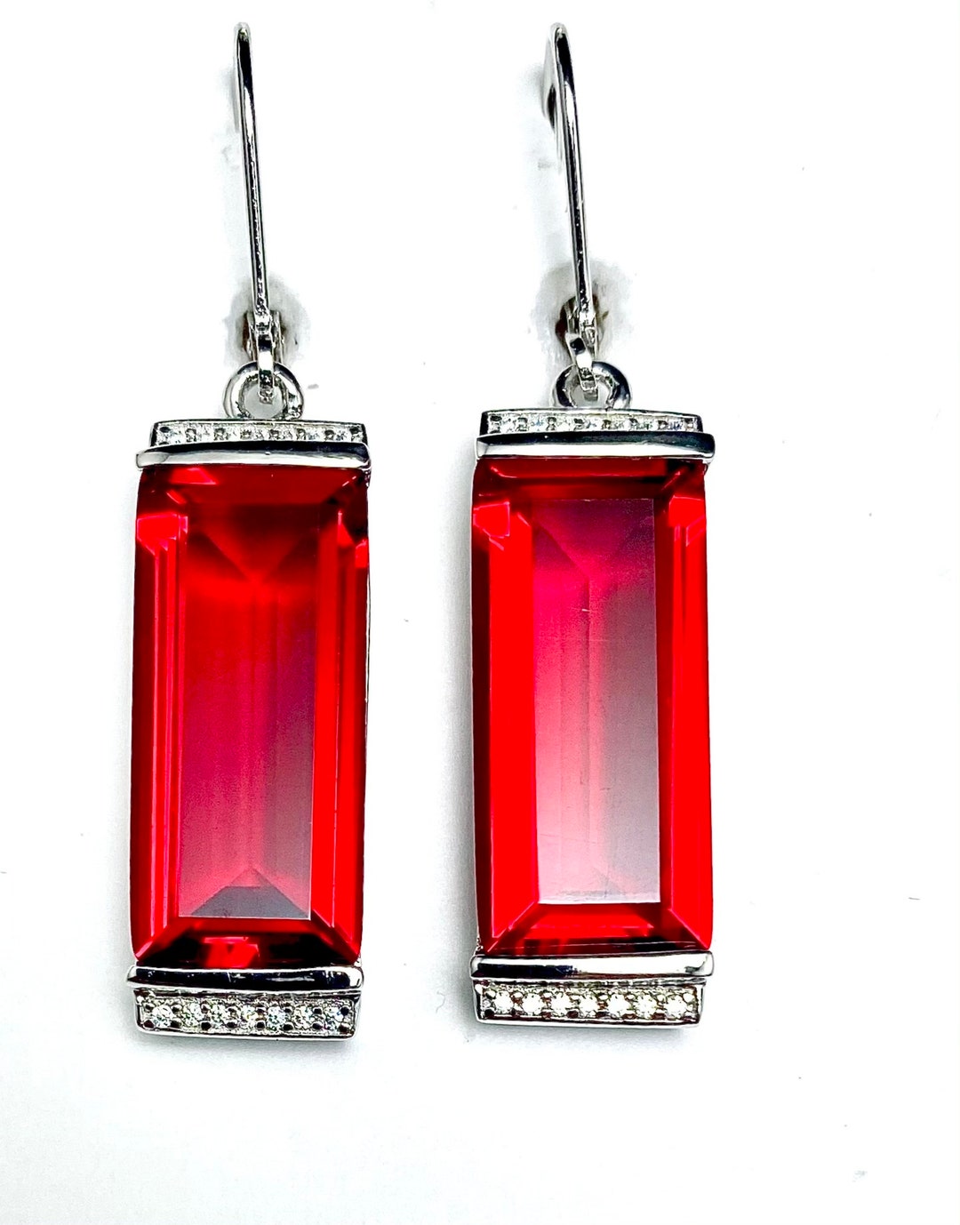 E11023L Classic Mt St Helens Ruby Red Rectangle Helenite Channel Set ...