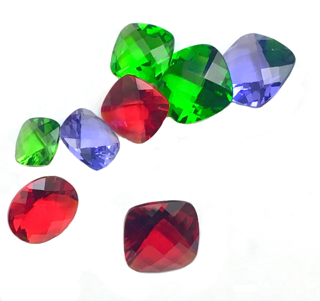2 Pcs of Green/red/tanzanite Helenite 8x8mm Cushion Cut Loose Stones - Etsy