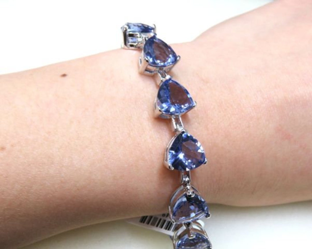 B70808H 10 Mm Trillion 13.14ct Twilight Helenite White Gold Over 925 ...