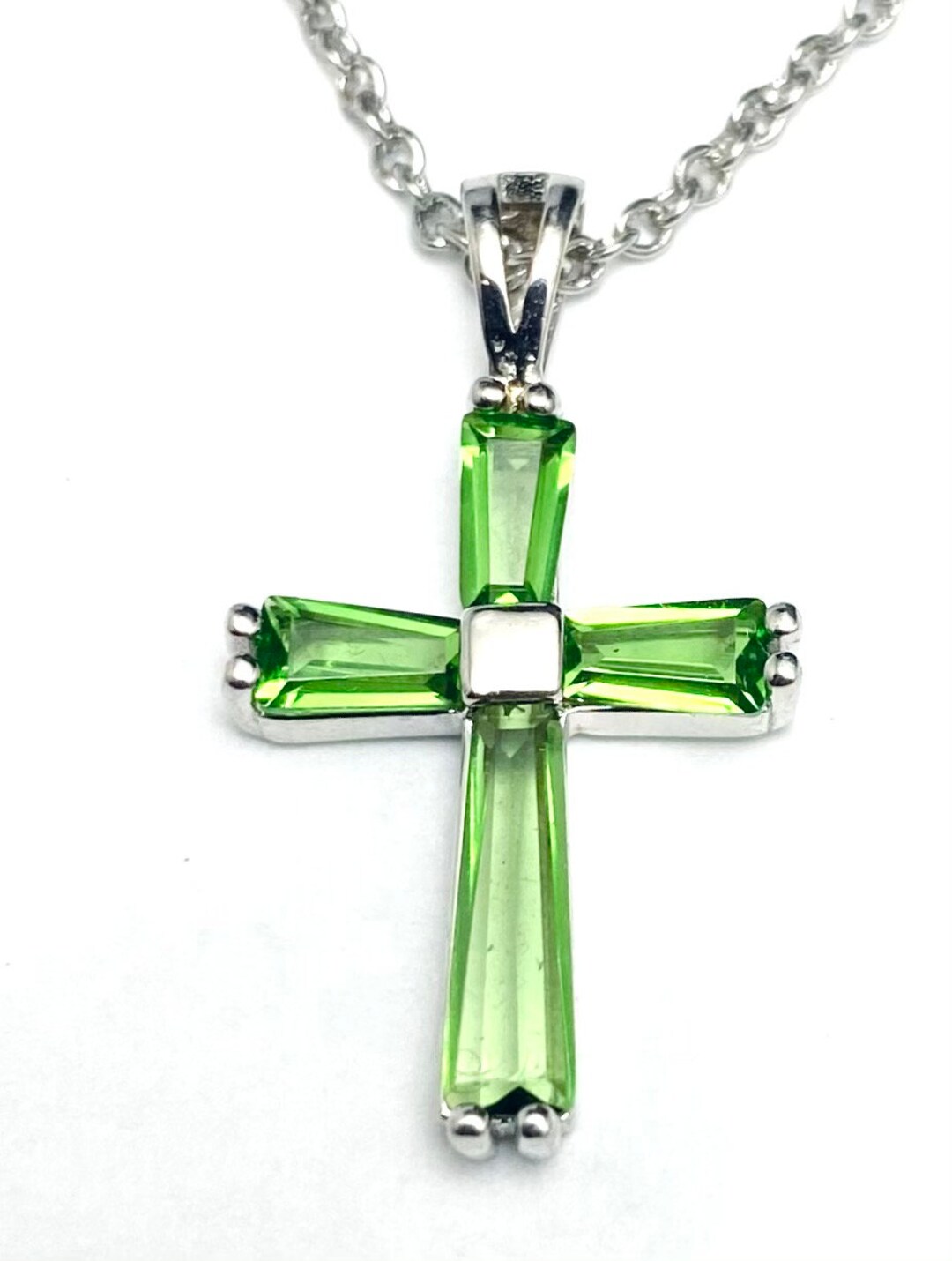 P157 Classic Style Mt St Helens Green Helenite Cross May Birthstone ...