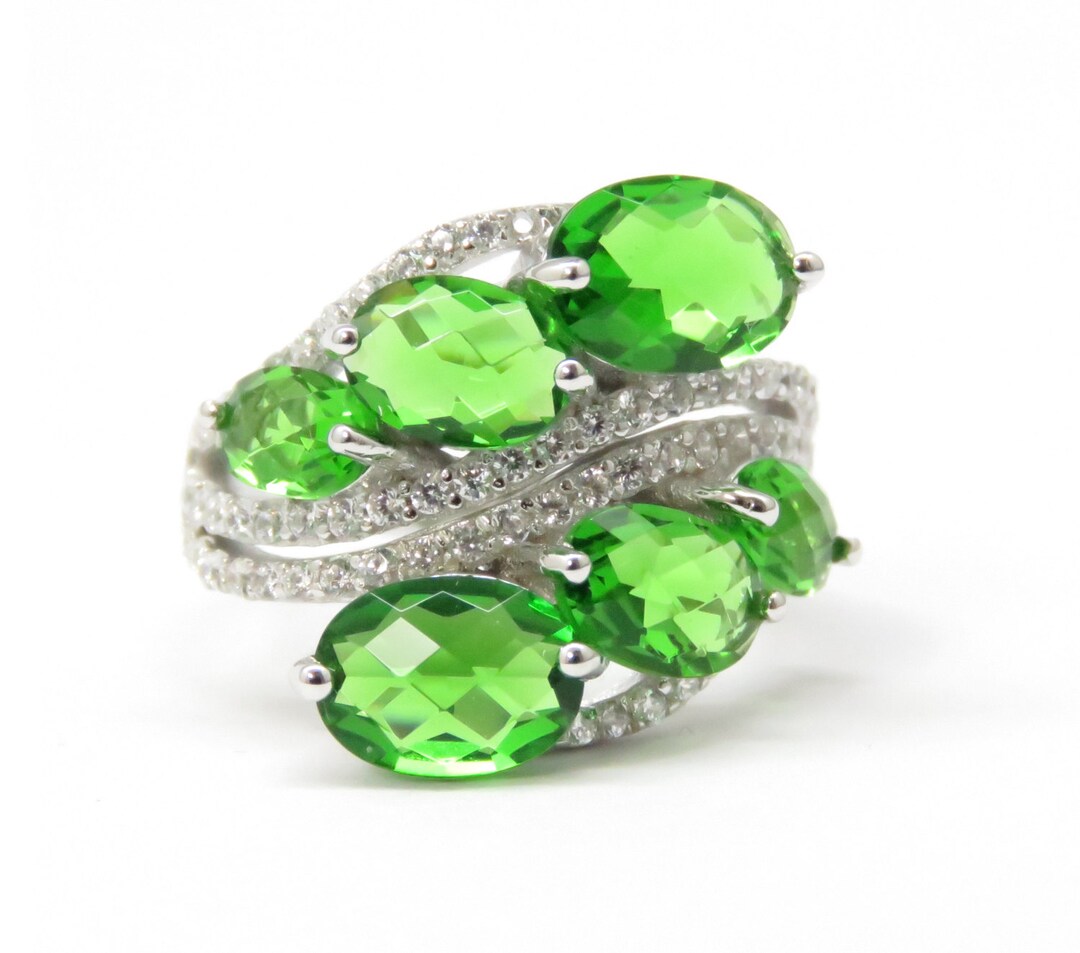 THLR-6384S 5.8ct. Large Art Nouveau-style Forest Green Helenite ...