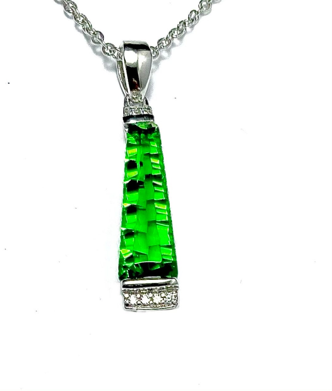 P50406C Fancy Cut Mt. St. Helens Helenite W/ CZ Sterling Silver Pendant ...