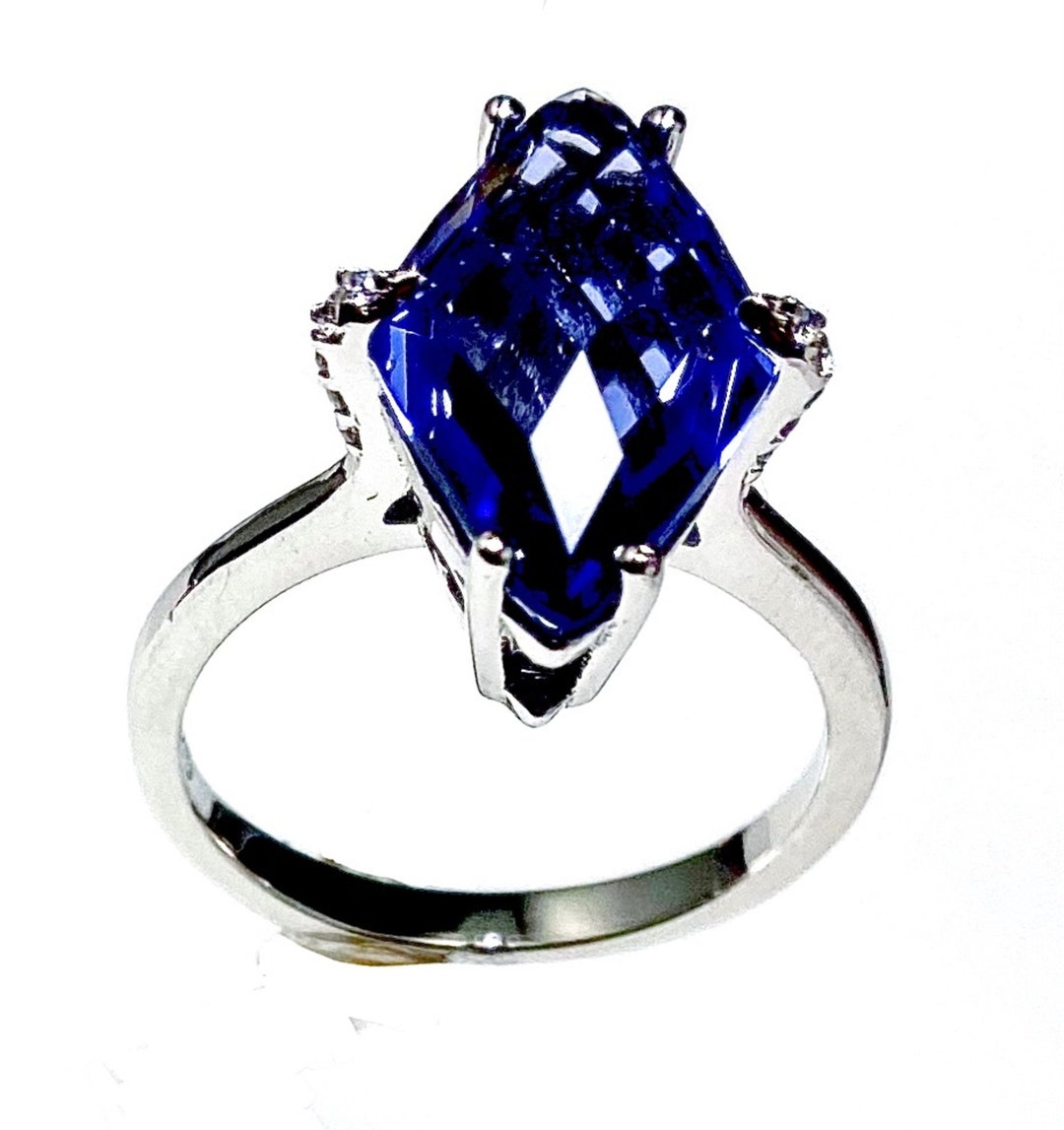 R6497P Fancy Cut Mt St Helens Twilight Purple Helenite Rhombus Cut W/CZ ...