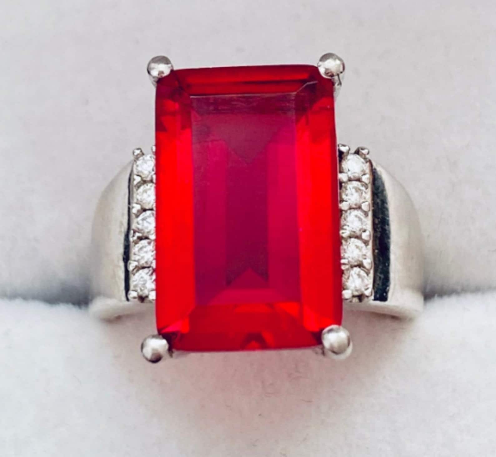 R6418 7.0ct. Forest Green Helenite Emerald-Cut Sterling Silver | Etsy