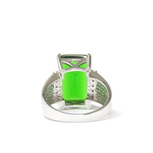 R6418 7.0ct. Forest Green Helenite Emerald-cut Sterling Silver Ring ...