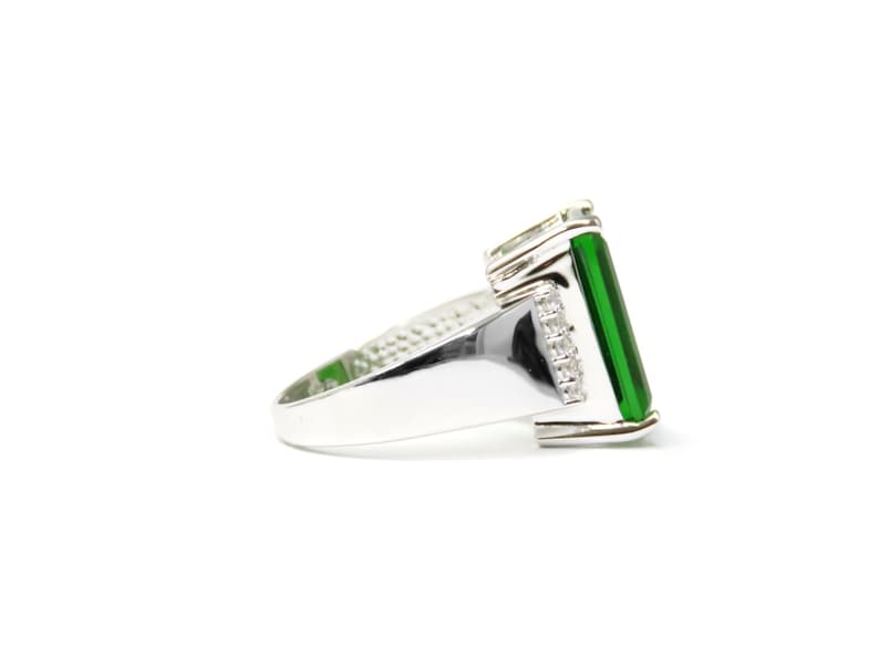 R6418 7.0ct. Forest Green Helenite Emerald-cut Sterling Silver | Etsy