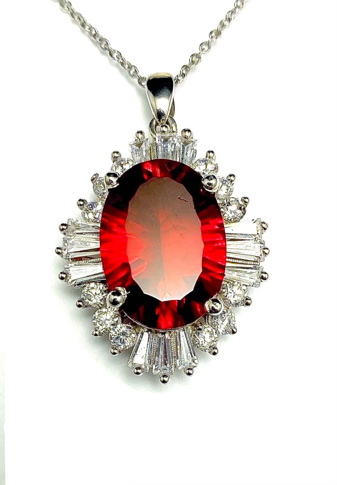 P1152 MT.ST. Helens Helenite Ruby Red Fancy Halo Sterling Silver ...
