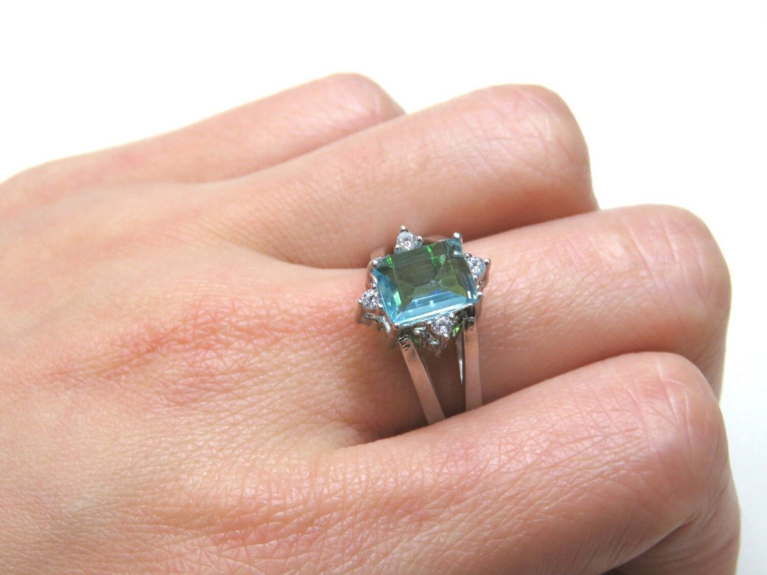 R2288 Fancy Mt St Helens Green & Swiss Blue Helenite Sterling | Etsy