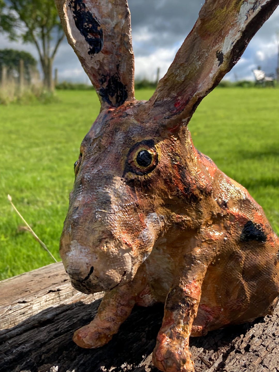 Hare Sculpture, Handmade in UK, Unique, Wire and Modroc Plaster, 1ft ...