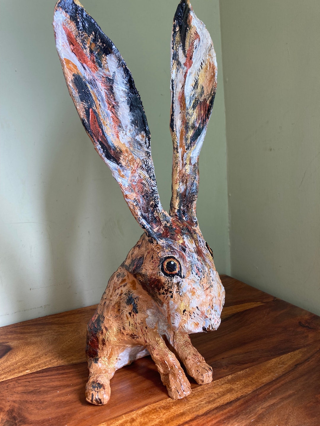 Hare Sculpture, Handmade in UK, Unique, Wire and Modroc Plaster, 1ft ...