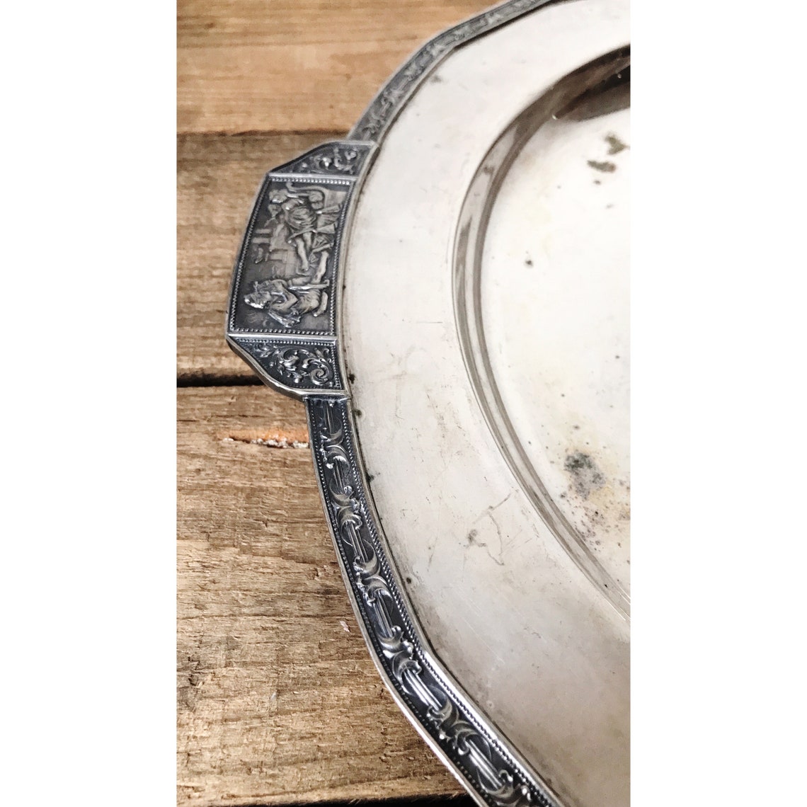 Vintage Homan Plate Nickel Silver Round Tray with Handles | Etsy