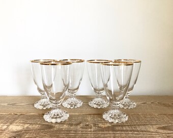 Gold rim wine glass | Etsy