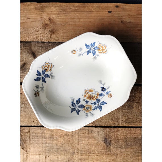 Home & Living Bowls Dining & Serving Vintage Blue Floral Vegetable Dish ...