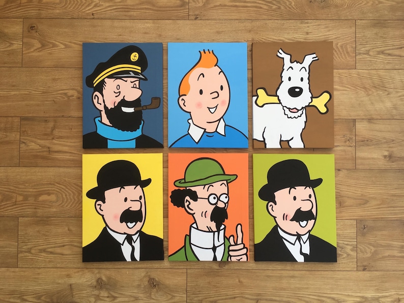 Tintin Set of Six Paintings 16” X 12” Each Made to Order Please See ...