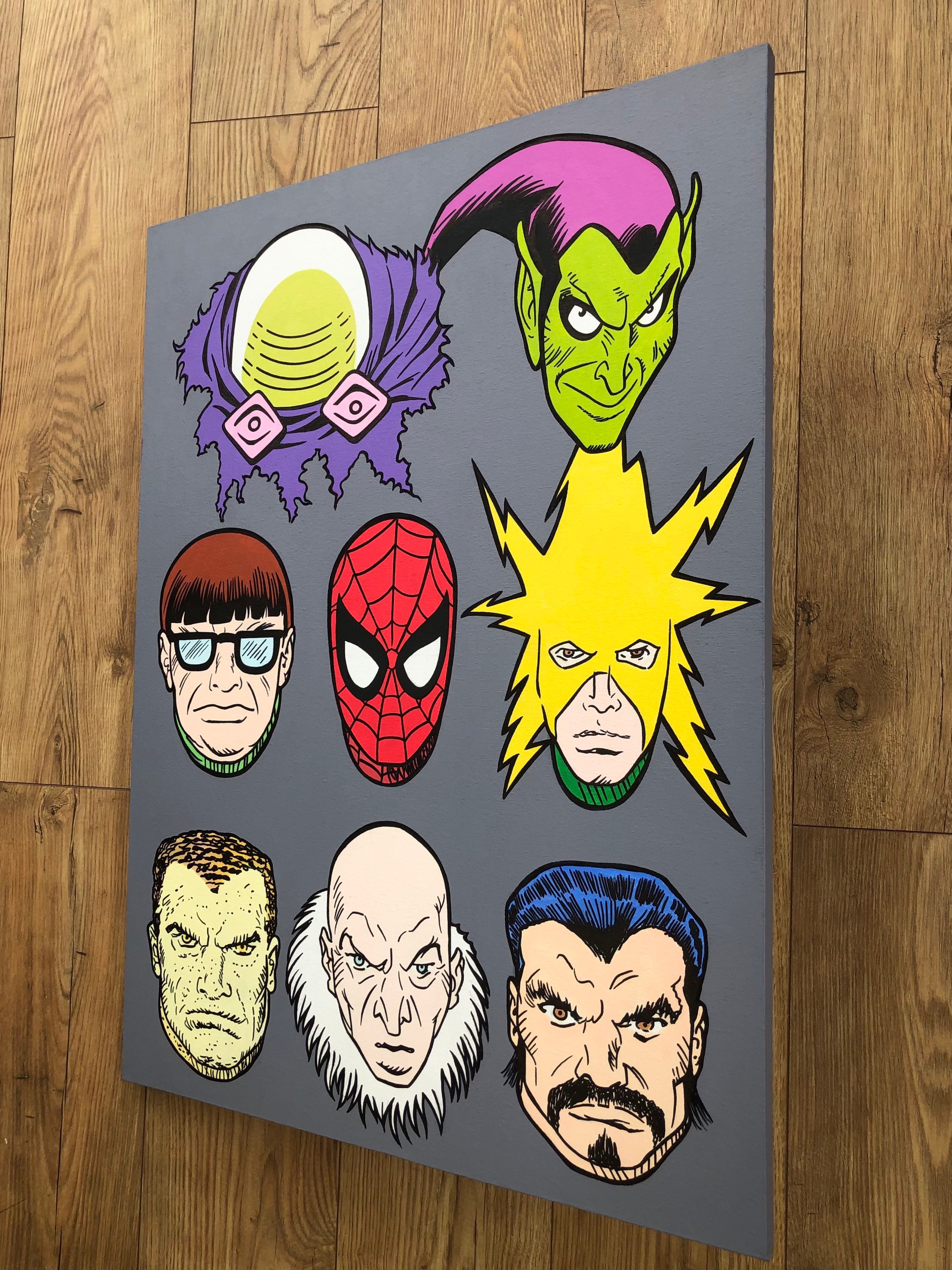 Spiderman Villains Painting on Canvas by Artist Jon Day Marvel - Etsy