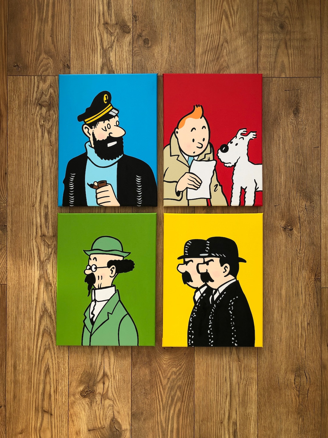 Tintin Set of Four 16” X 12” Paintings on Canvas Made to Order Please ...