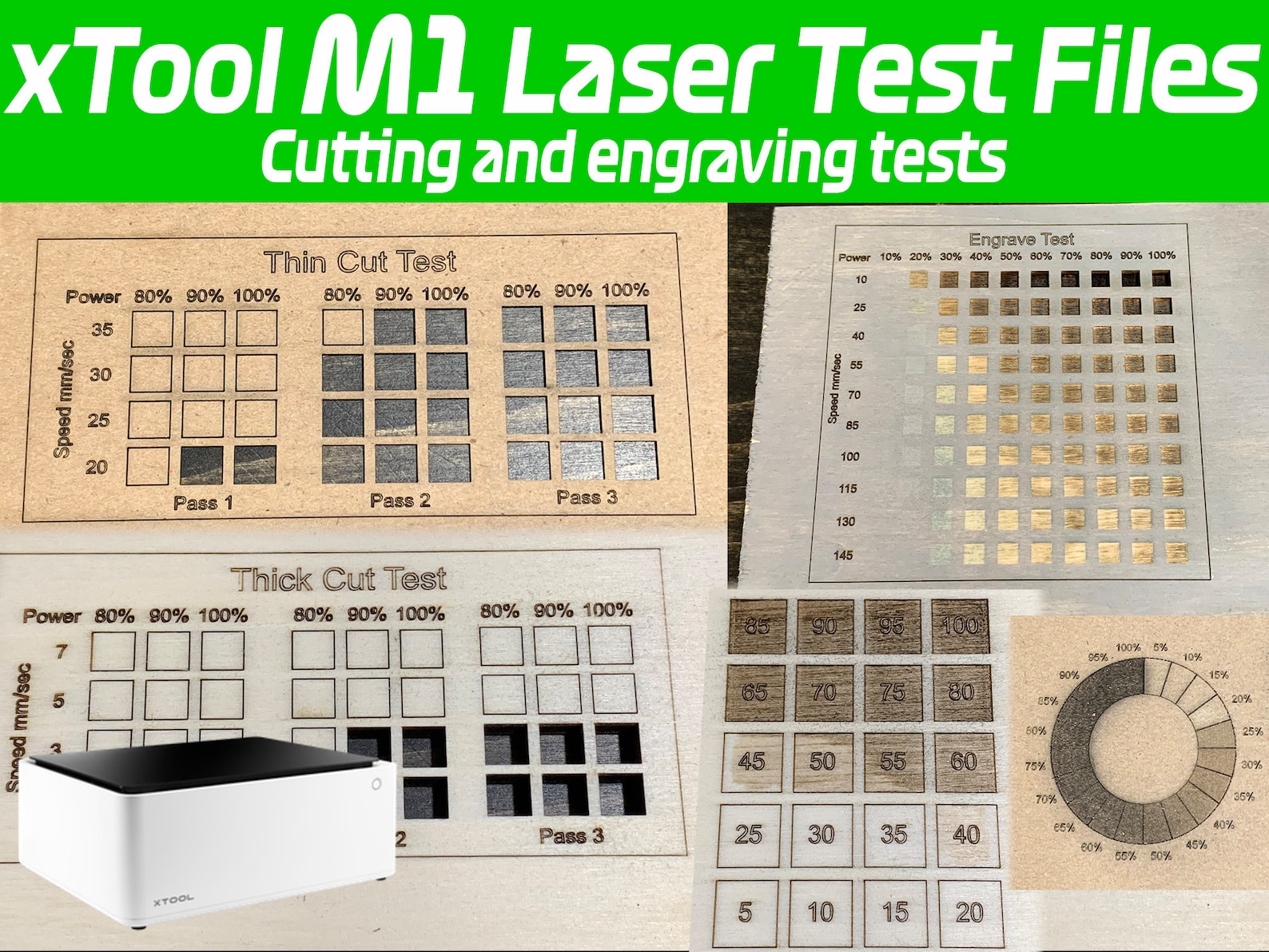 Creative Space xTool M1 Laser Testdateien Gravieren Test - Etsy.de