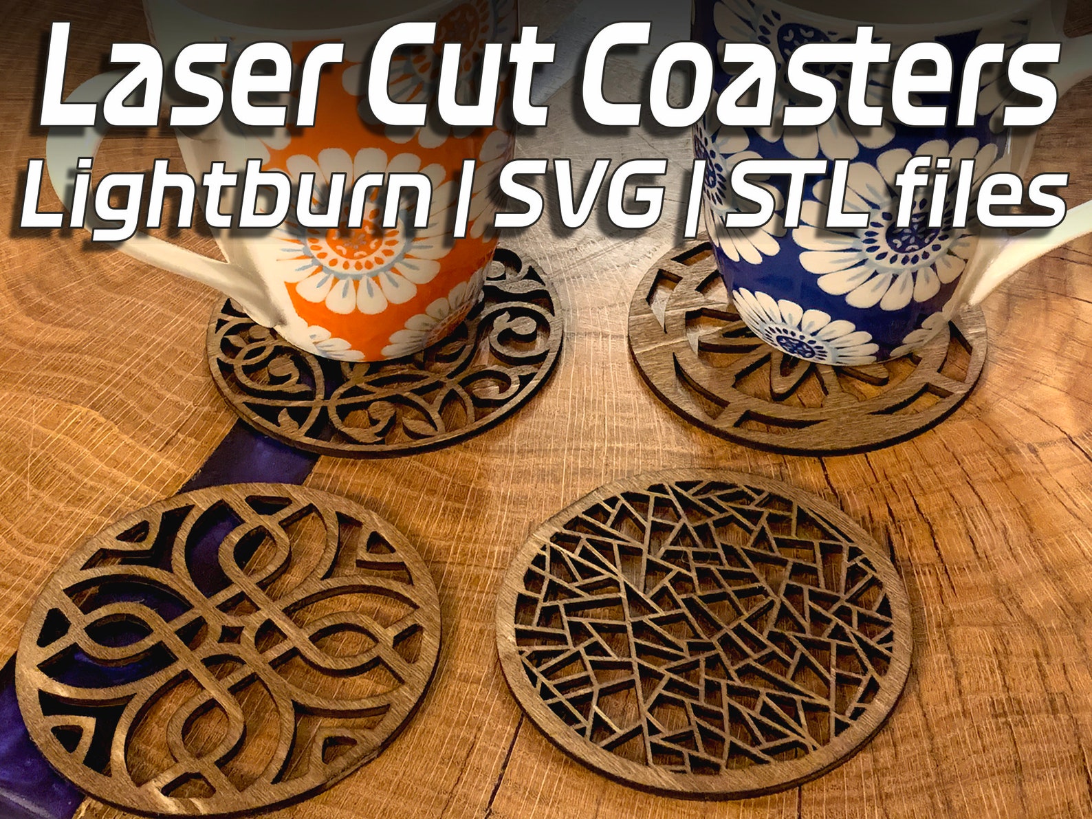 9 Laser Cut Coasters SVG Lightburn STL Digital Cut - Etsy Canada