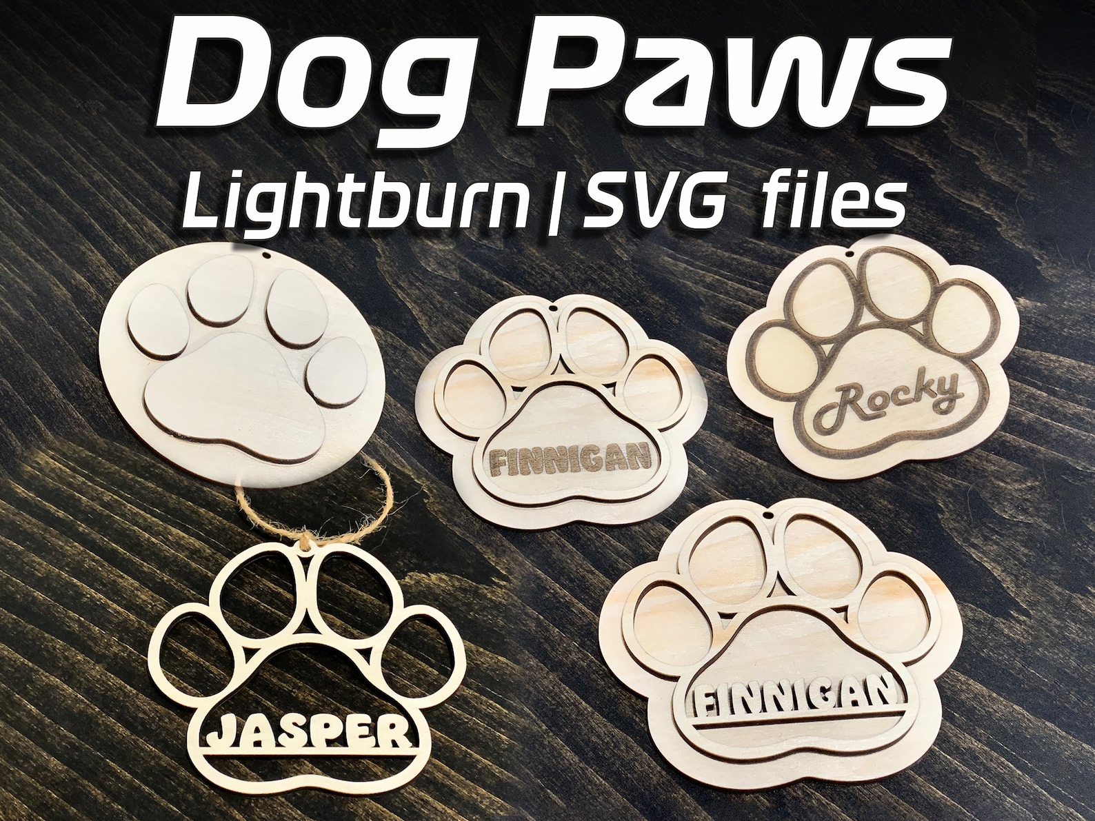 Dog Paw Ornaments | Tags | SVG | Lightburn | Digital Cut Files for ...