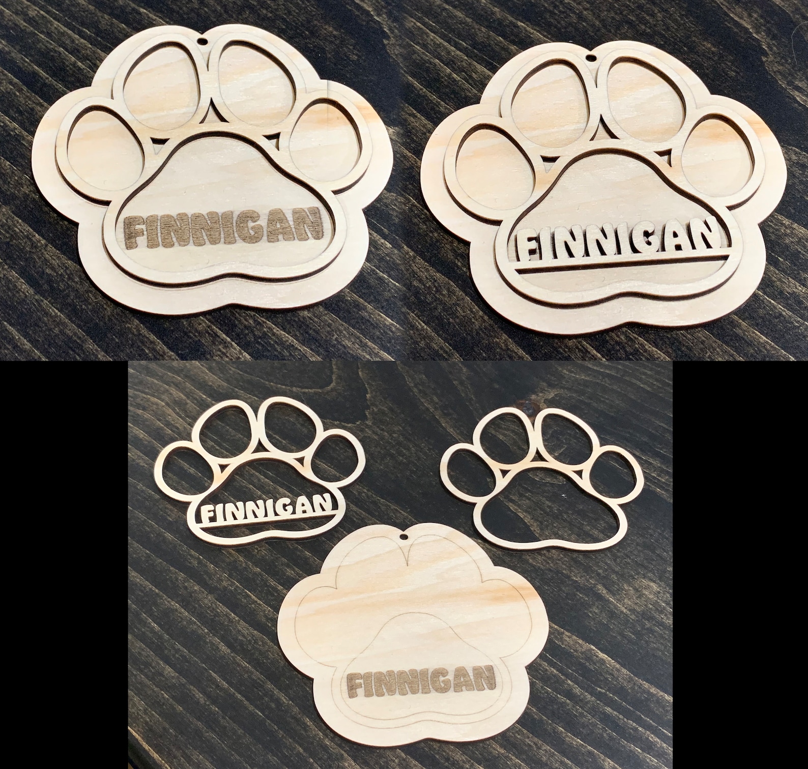 Dog Paw Ornaments | Tags | SVG | Lightburn | Digital Cut Files for ...