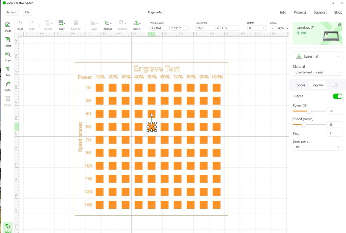 Creative Space Xtool D1 Laser Test Files | Engrave Test | Cut Test - Etsy