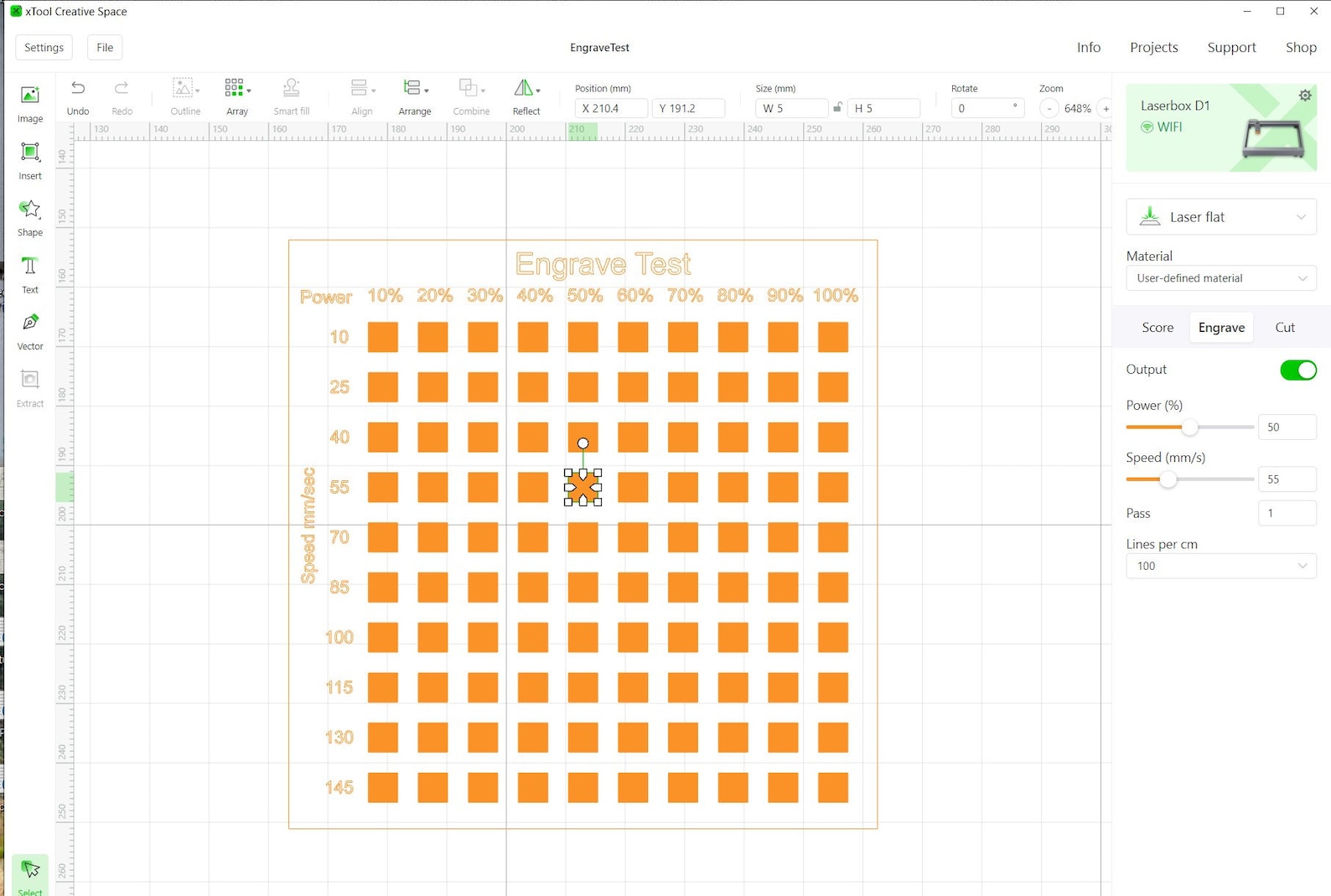 Creative Space Xtool D1 Laser Test Files Engrave Test Cut - Etsy