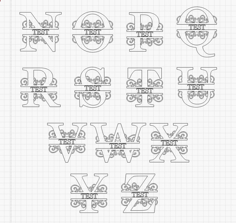 Split Monogram Alphabet Split Letters A-Z SVG Lightburn - Etsy