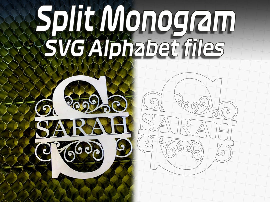 Split Monogram Alphabet, Split Letters A-Z, SVG | Lightburn | Files for ...