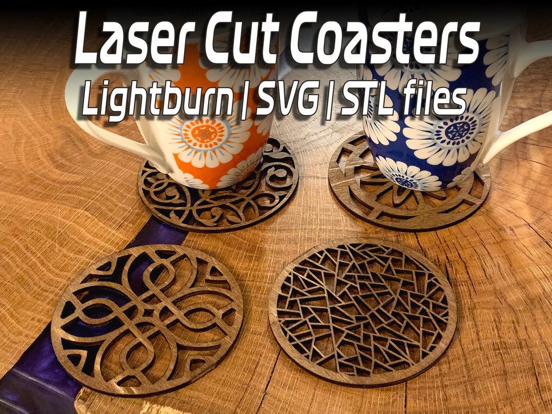 9 Laser Cut Coasters SVG Lightburn STL Digital Cut Files for Glowforge ...