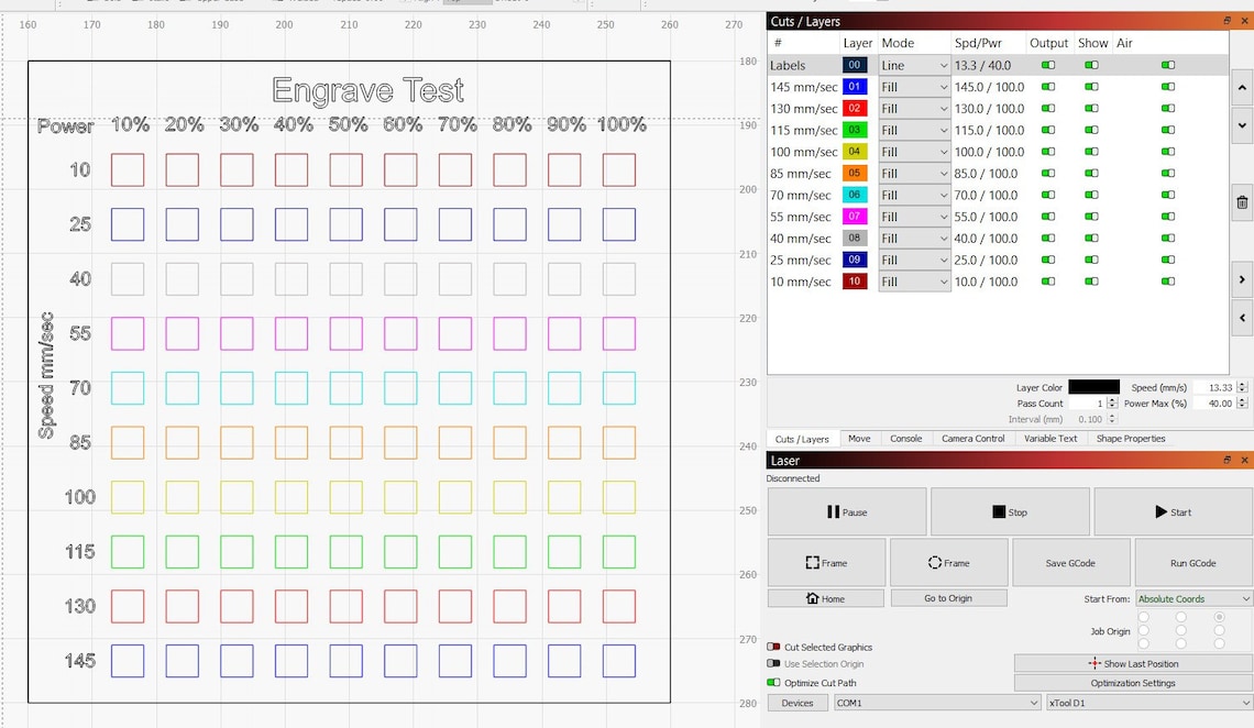 Fichiers de test laser Lightburn de test de gravure Test - Etsy Canada