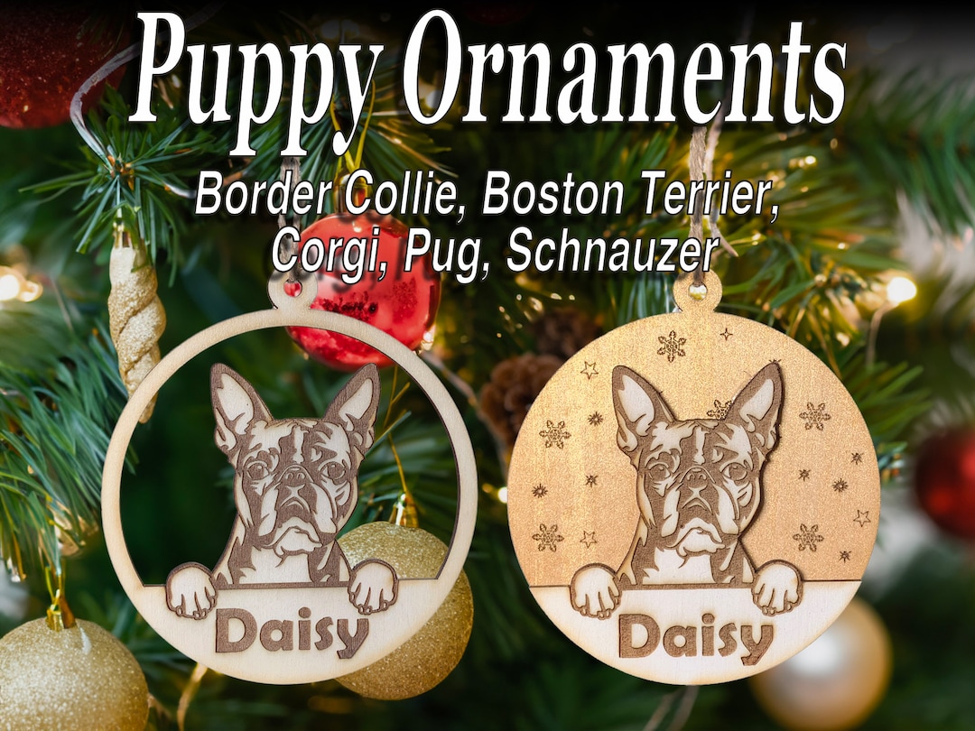 5x Dog Christmas Ornaments | Lightburn | SVG | Digital Cut Files ...