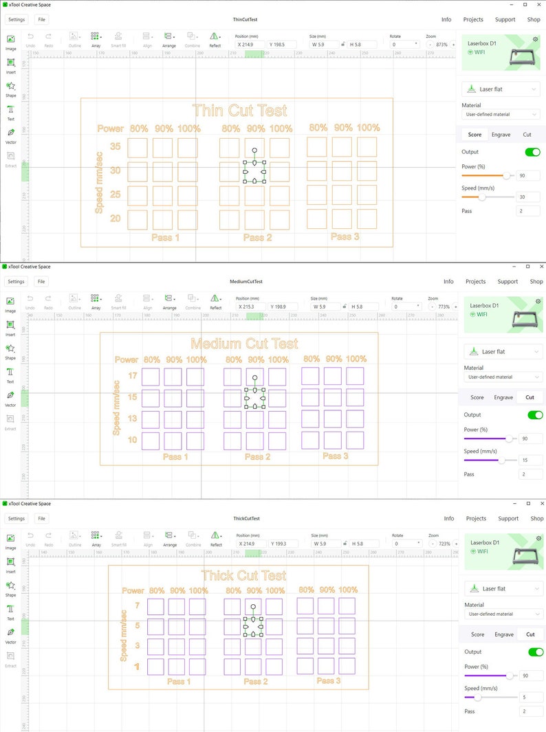 Creative Space Xtool D1 Laser Test Files Engrave Test Cut - Etsy