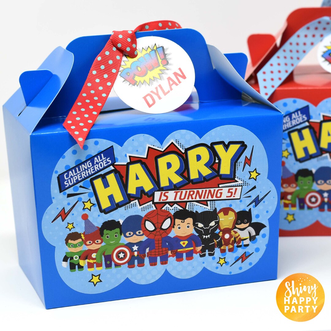 CUTE SUPERHERO Personalised Party Box Add Matching Paperie to Co ...