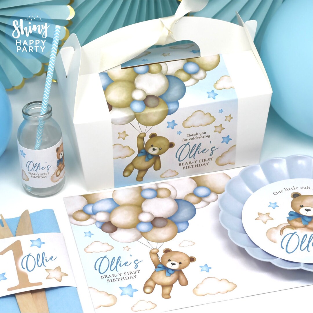 BLUE RIBBON BEAR Personalised Party Box Add Matching Paperie to Co ...