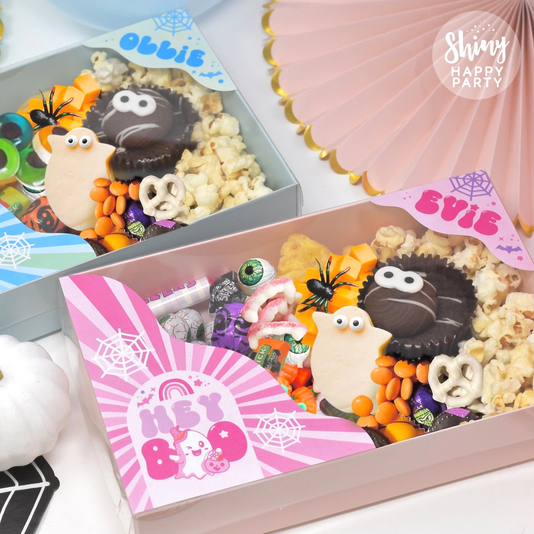 Trick & Treat GRAZE BOX Personalised Deluxe Party Boxes With Clear Lid ...
