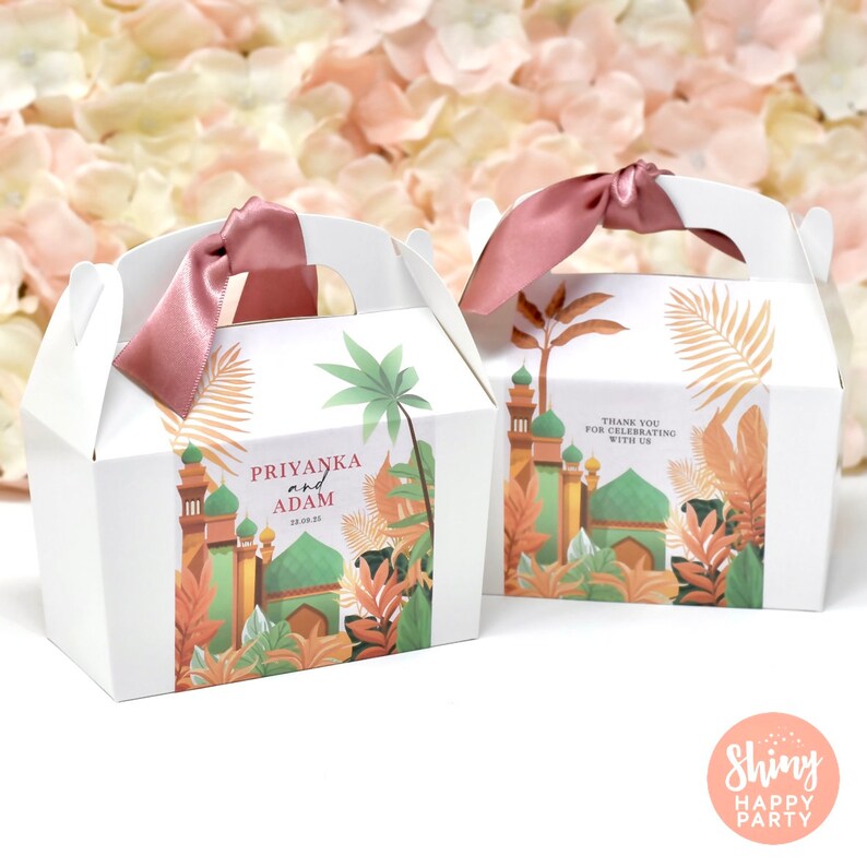 Personalized Indian Wedding Favor Box, Muslim Nikkah Theme - Etsy