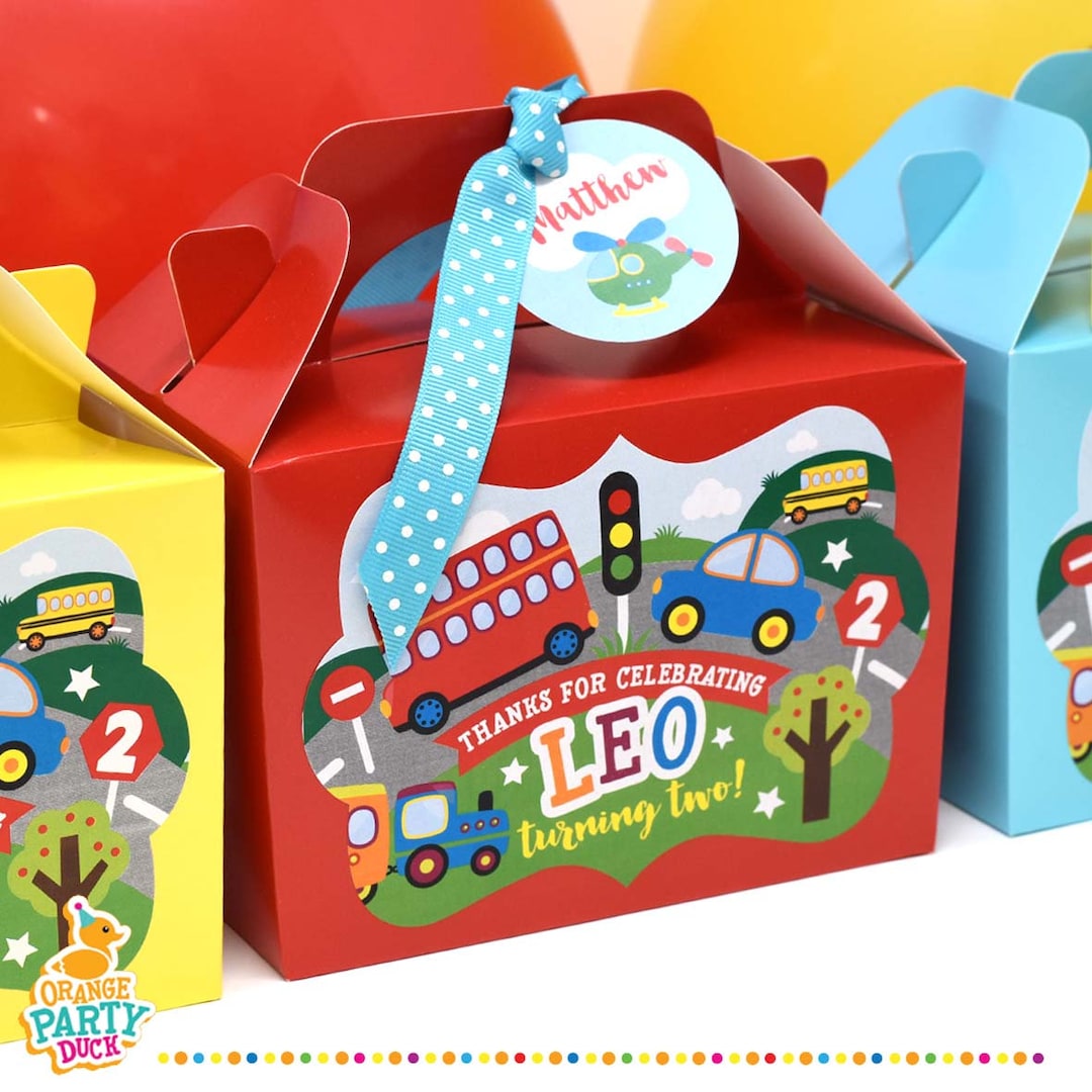 TRANSPORT Childrens Personalised Party Box - Add Matching Paperie to Co ...