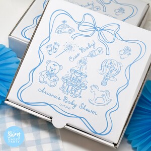 Whimsical Baby Shower 7" Pizza Box – Personalised Party, Graze Box for ...