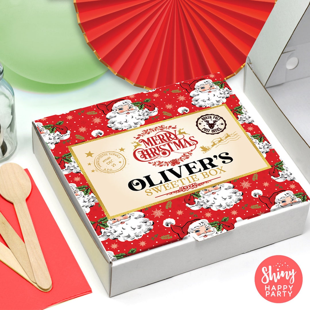 CHRISTMAS PIZZA BOX Vintage Santa Personalised 7" Pizza Party Box Gifts ...