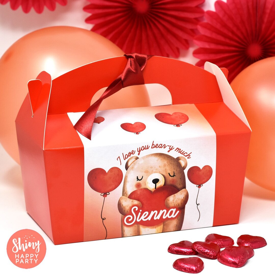 LOVE BEAR HEART Personalised Party Box Bottle Wrappers - Etsy UK