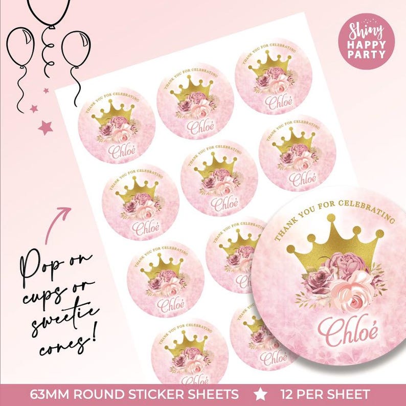 PRINCESS CROWN Personalised Party Box Add Matching Paperie to Co ...