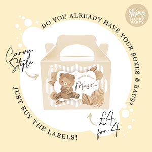 BROWN BEAR Brown Stripe Personalised Party Box - Add Matching Paperie ...