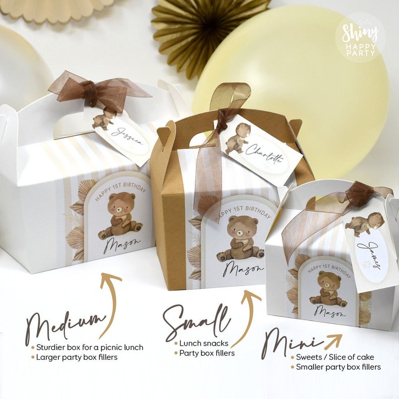 BROWN BEAR Brown Stripe Personalised Party Box - Add Matching Paperie ...