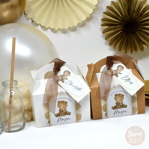 BROWN BEAR Brown Stripe Personalised Party Box Add Matching Paperie to ...