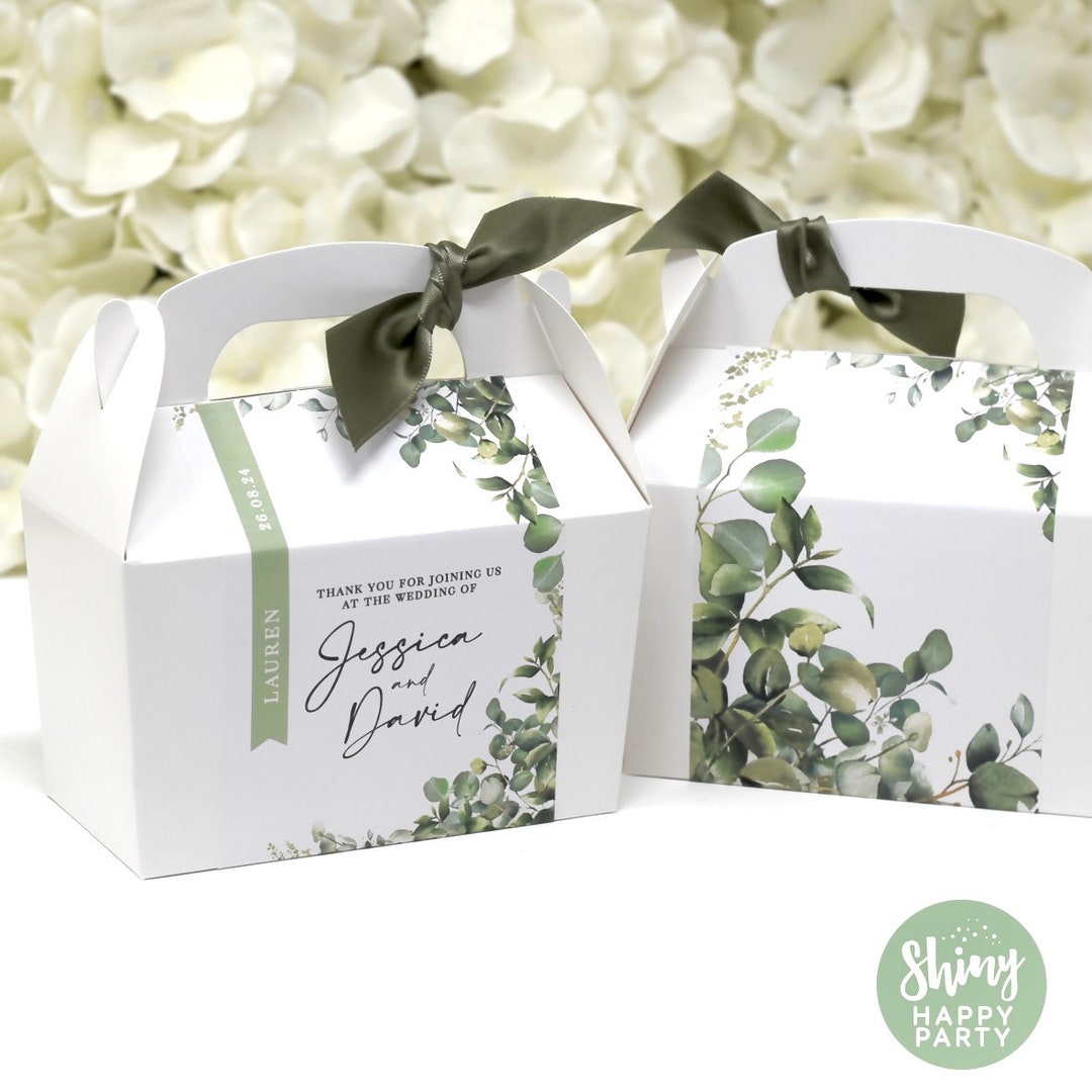 Eucalyptus Wedding Favor Box, Personalized Cake & Sweets Box - Etsy