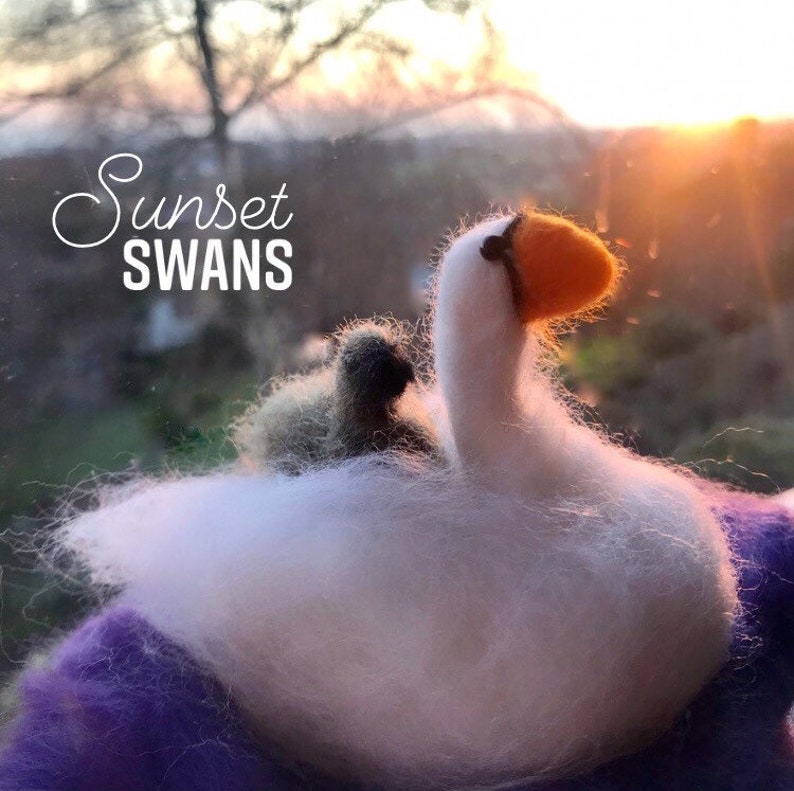 Needle felt Swan and cygnet. Hand crafted | Etsy