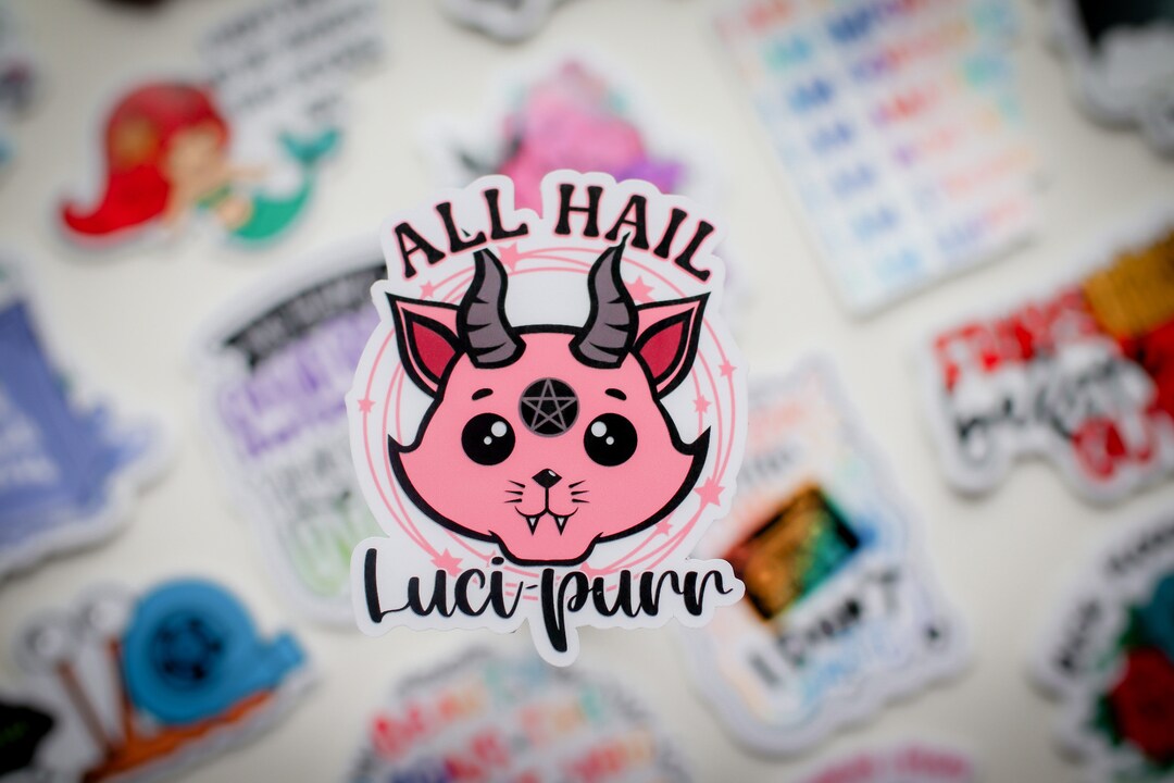 All Hail Lucipurr Sticker | Pastel Goth Halloween Cat Vinyl Die Cut ...