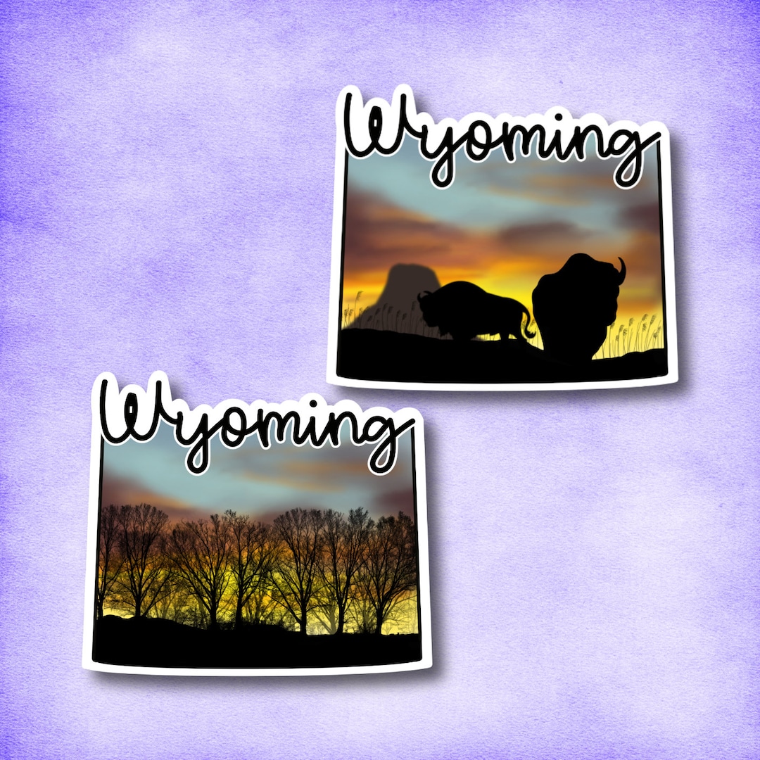 Wyoming WY State Sticker | Tourist Vinyl Die Cut Decal for Journals ...
