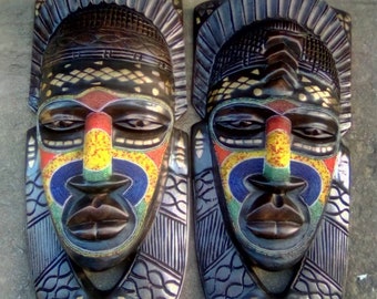 Authentic Benin African Mask Sculpture for Wall | African Wall Art ...